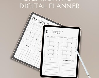 2025 Monthly Calendar With Notes, Digital Calendar, Year Calendar ...