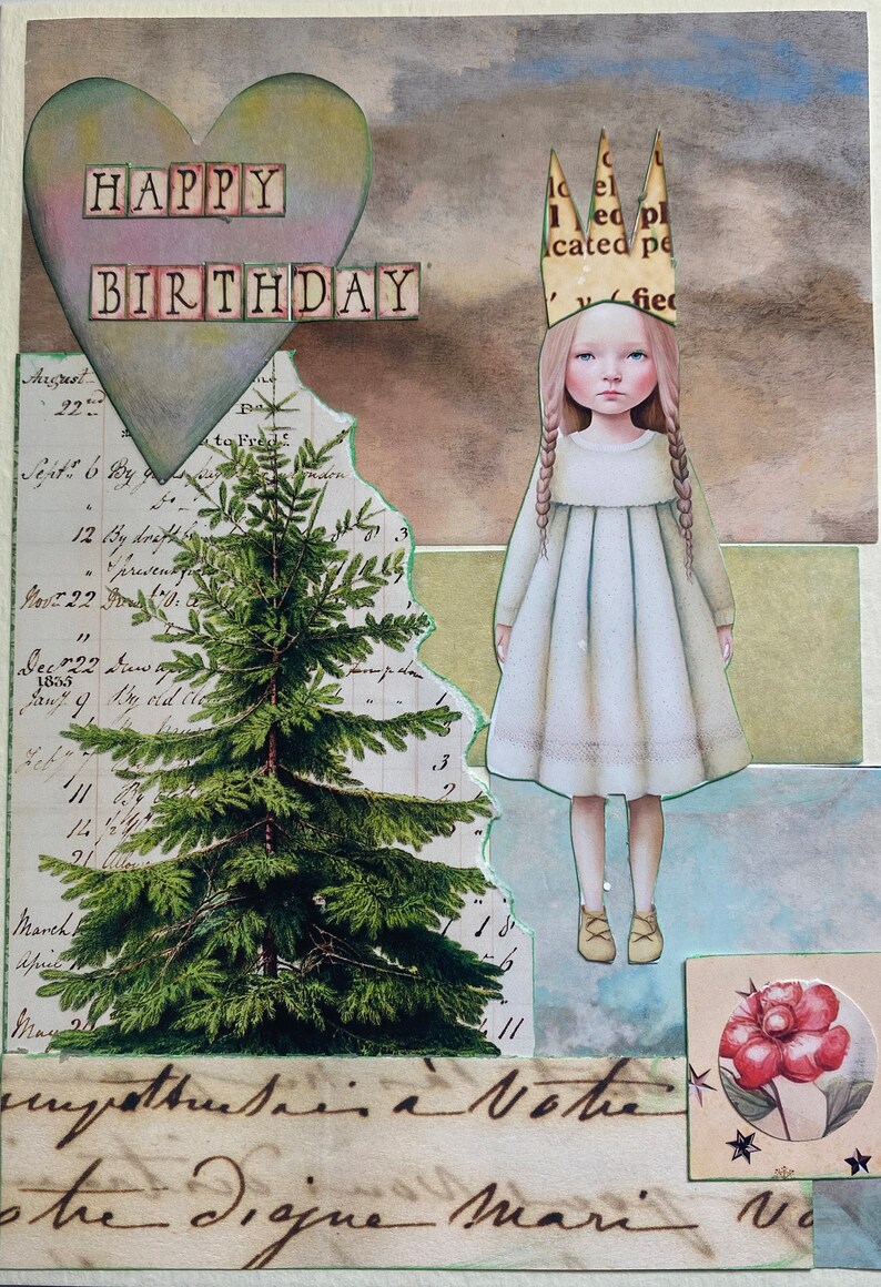 Handmade Paper Art Greeting Cards: Collage Card Set of 4 - Etsy