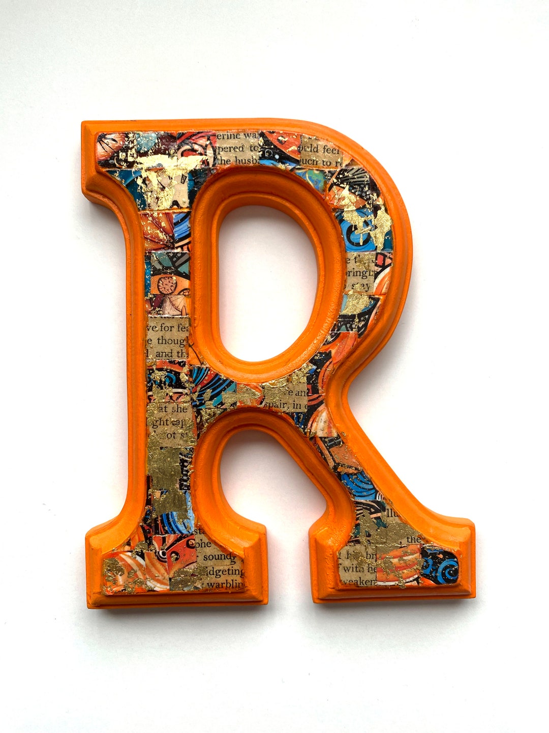 Letter R Orange Gold Alphabet for Nurseries and Birthday Gifts - Etsy