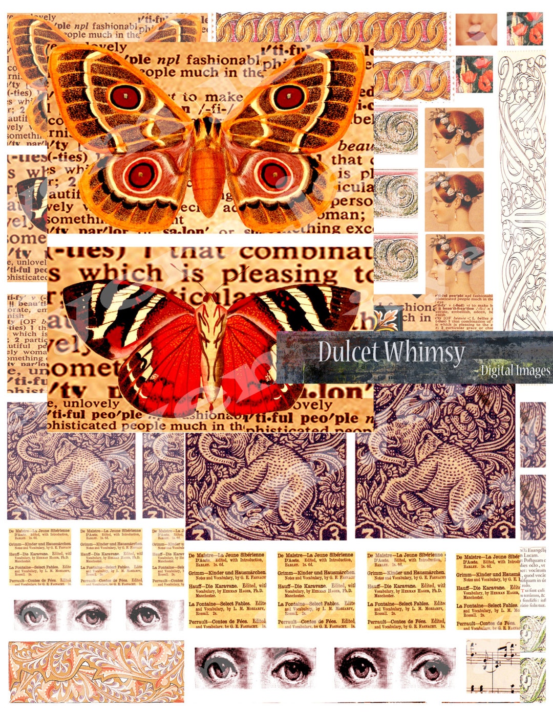 Digital Collage Sheet, Printable Ephemera, Collage Images Instant ...