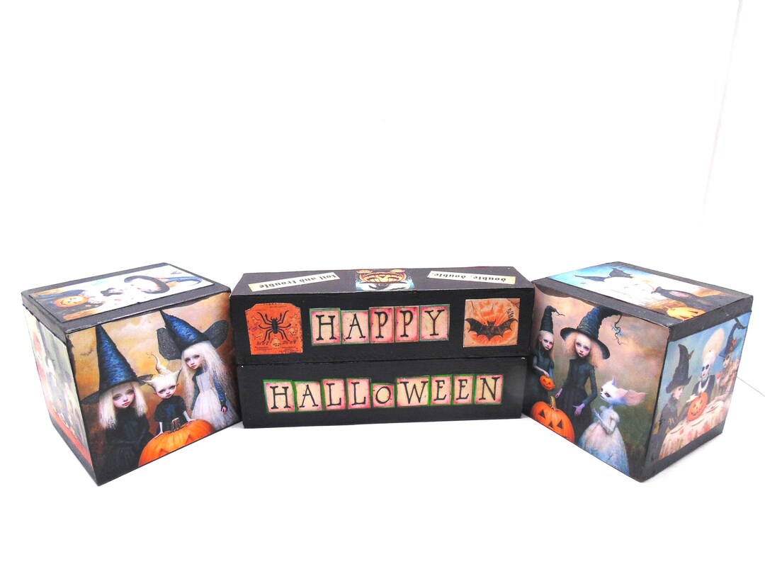 Halloween Witch Decor Blocks – Spooky Pumpkin Word Blocks, Fun Witches ...