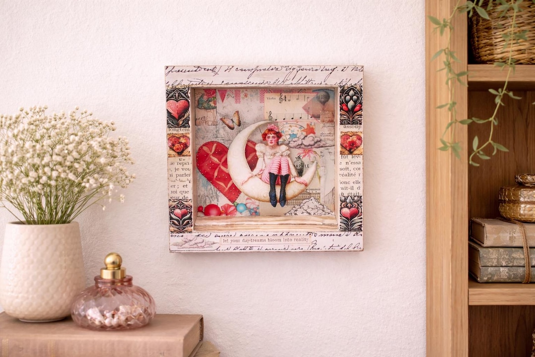 Handmade Shadow Box Art, Low Relief Paper Collage, Whimsical Storybook ...