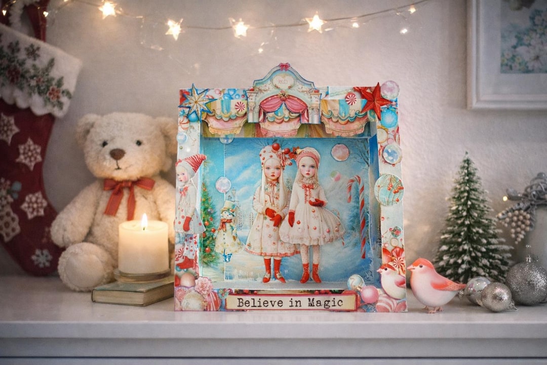 Believe in Magic Christmas Shadow Box – Handmade Holiday Collage Art ...