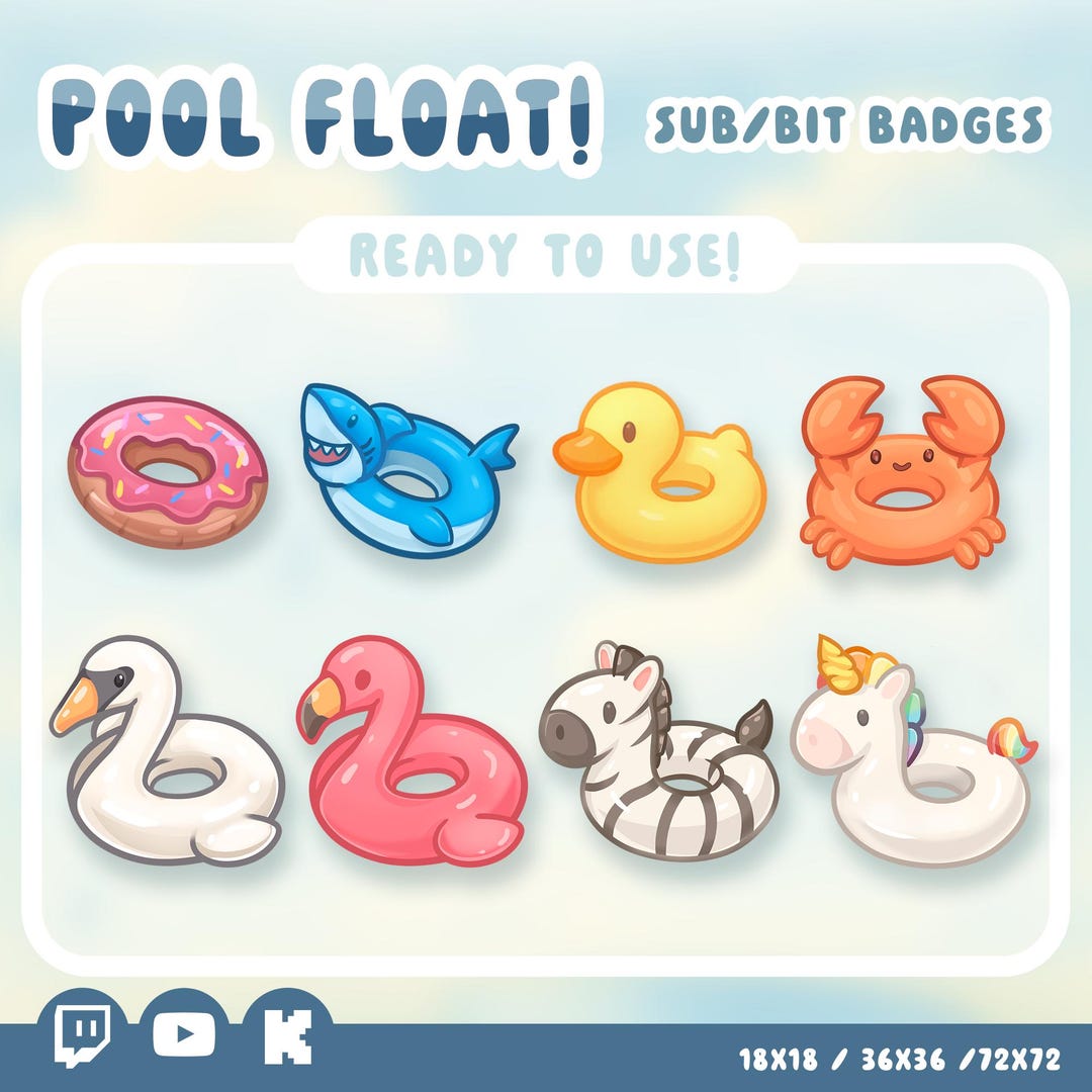 Cute Pool Float Twitch Badges – Summer Streamer Icons (digital Download ...