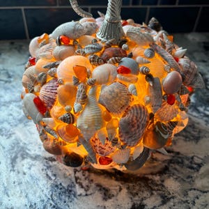 Pumpkin That Lights up Decorated With Shells and Glass - Etsy