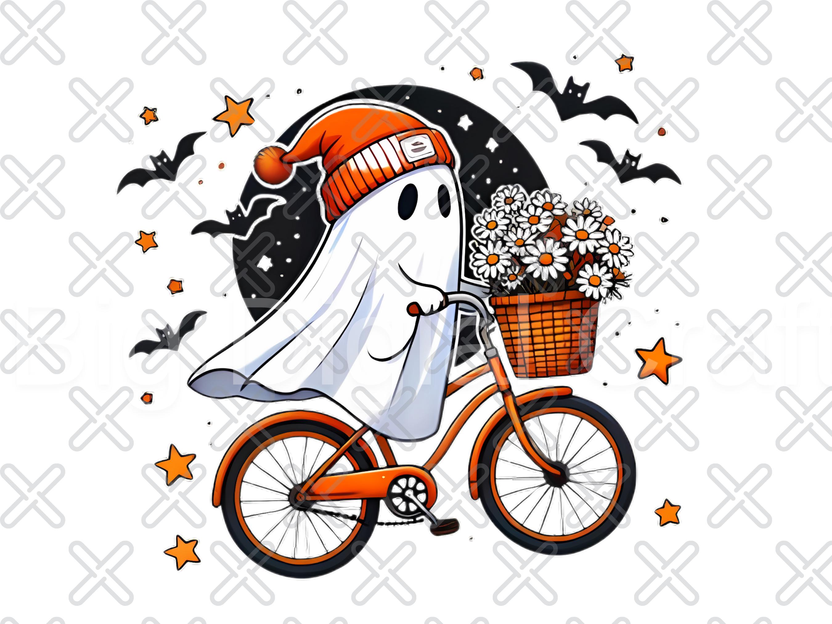 Cute Ghost on Bike Png, Boho Halloween Png, Trendy Halloween ...
