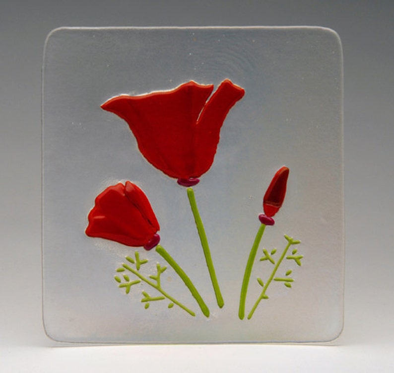 California Poppies Glass Tray - Etsy