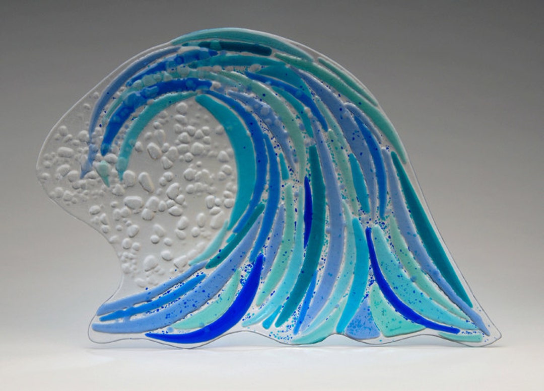 Blue Wave Glass Panel - Etsy