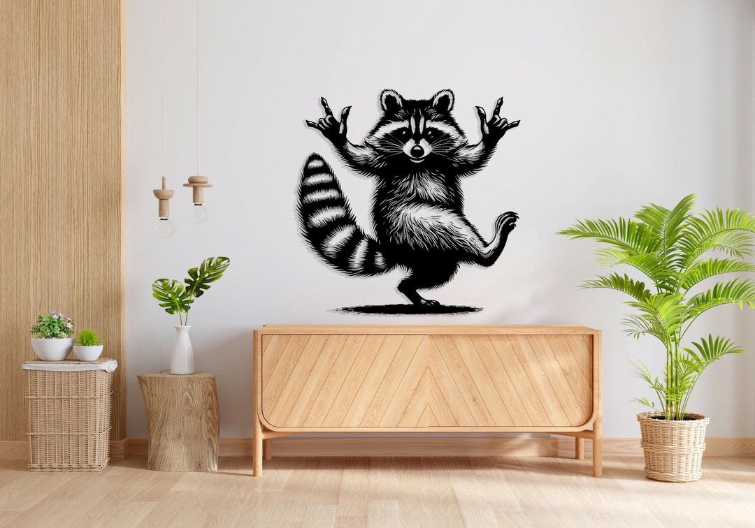 Funny Raccoon Metal Decor,animal Sign,raccoon Gif,raccoon Home Decor ...