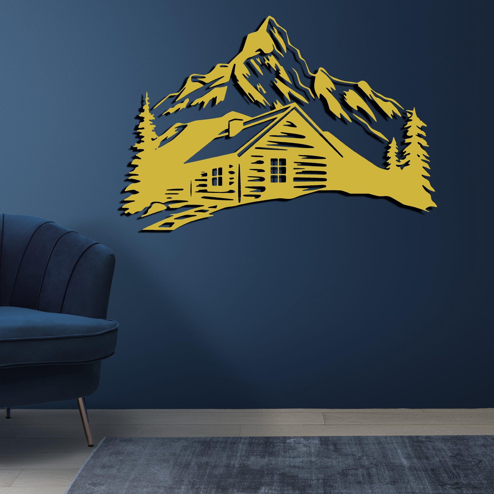 Mountain and Cabin Metal Wall Decor,pine Tree Decor,forest Wall Art ...