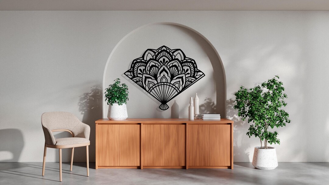 Mandala Fan Art,boho Fan Wall Decor,geometric Fan Art,fan Mandala Decor ...