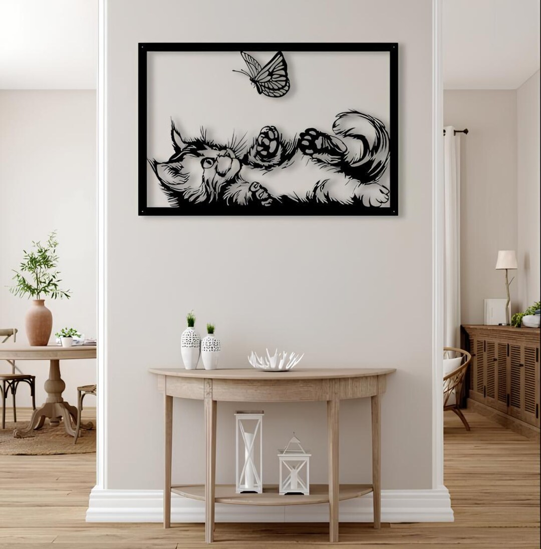Cat Metal Wall Art,cute Cat Metal Art,metal Wall Art Featuring Cats,cat ...
