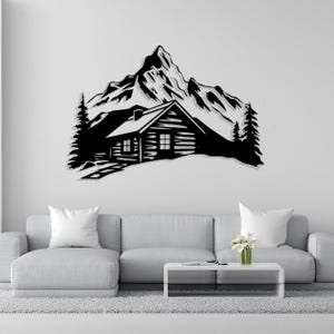 Mountain and Cabin Metal Wall Decor,pine Tree Decor,forest Wall Art ...
