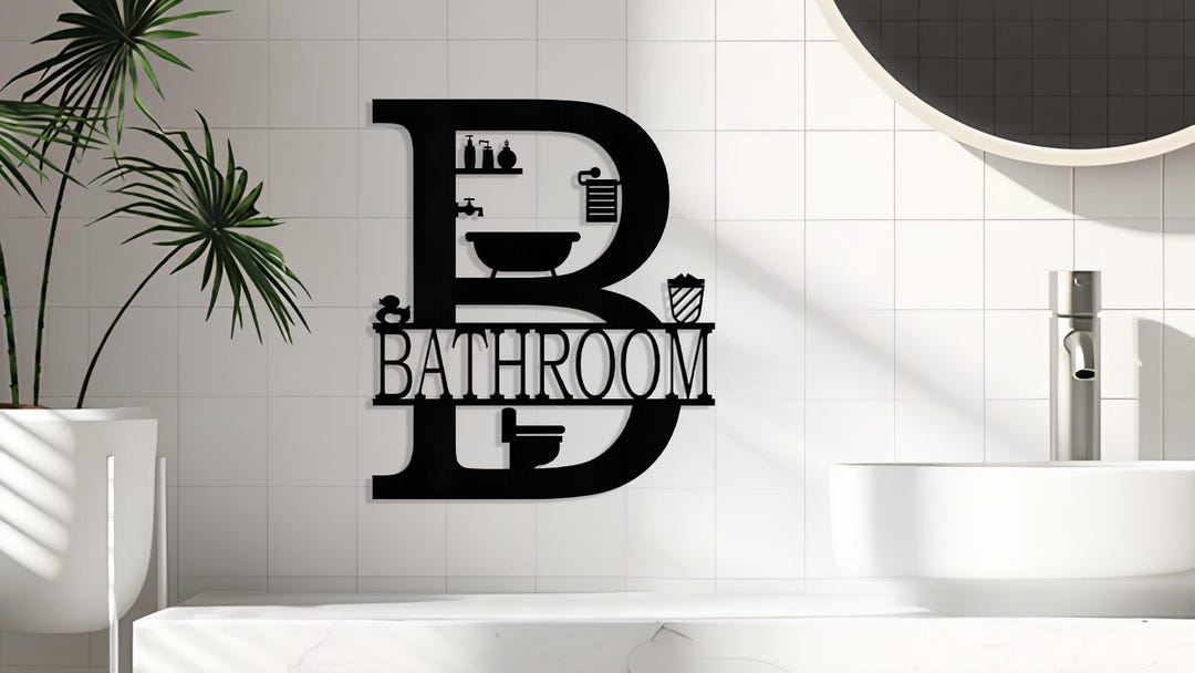 Bathroom Metal Wall Art,toilet Room Decor,restroom Wall Sign,modern ...