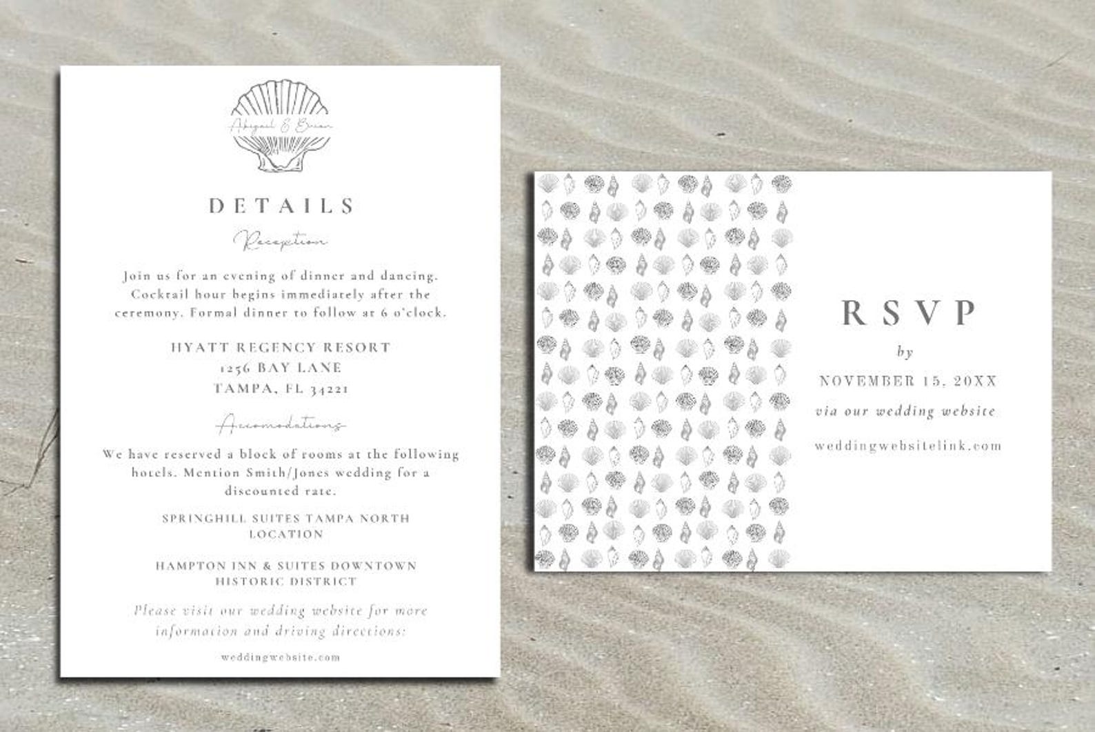 Classic Shell Wedding Invitation Suite - Etsy