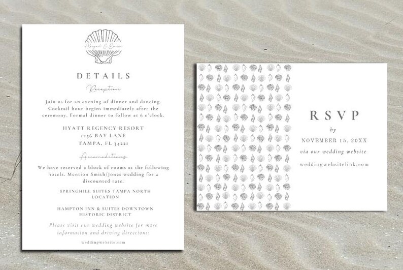 Classic Shell Wedding Invitation Suite - Etsy