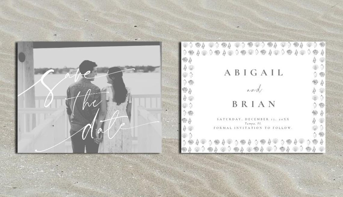 Classic Shell Wedding Invitation Suite - Etsy