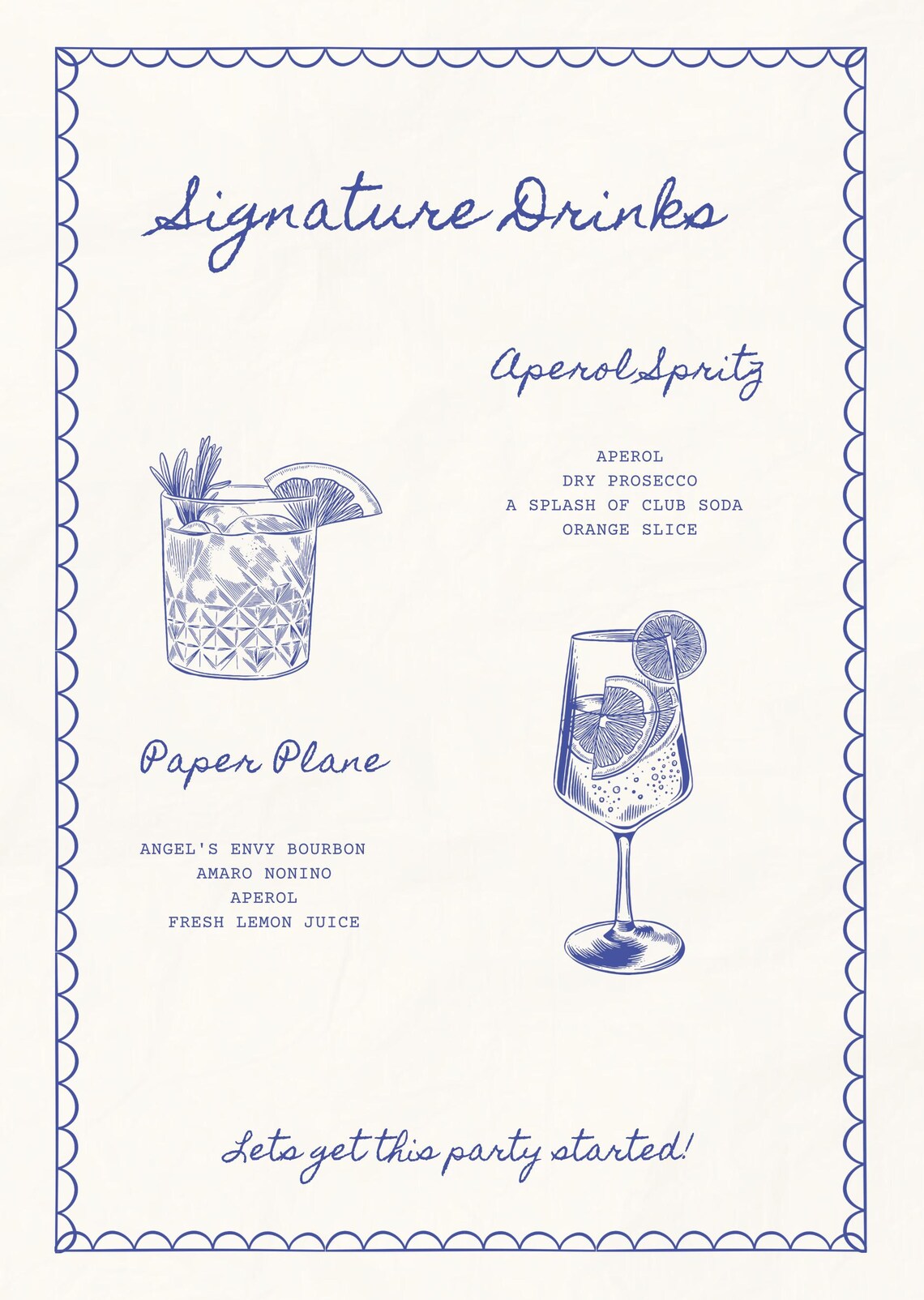 Unique Signature Drink Menu Template for Wedding - Etsy