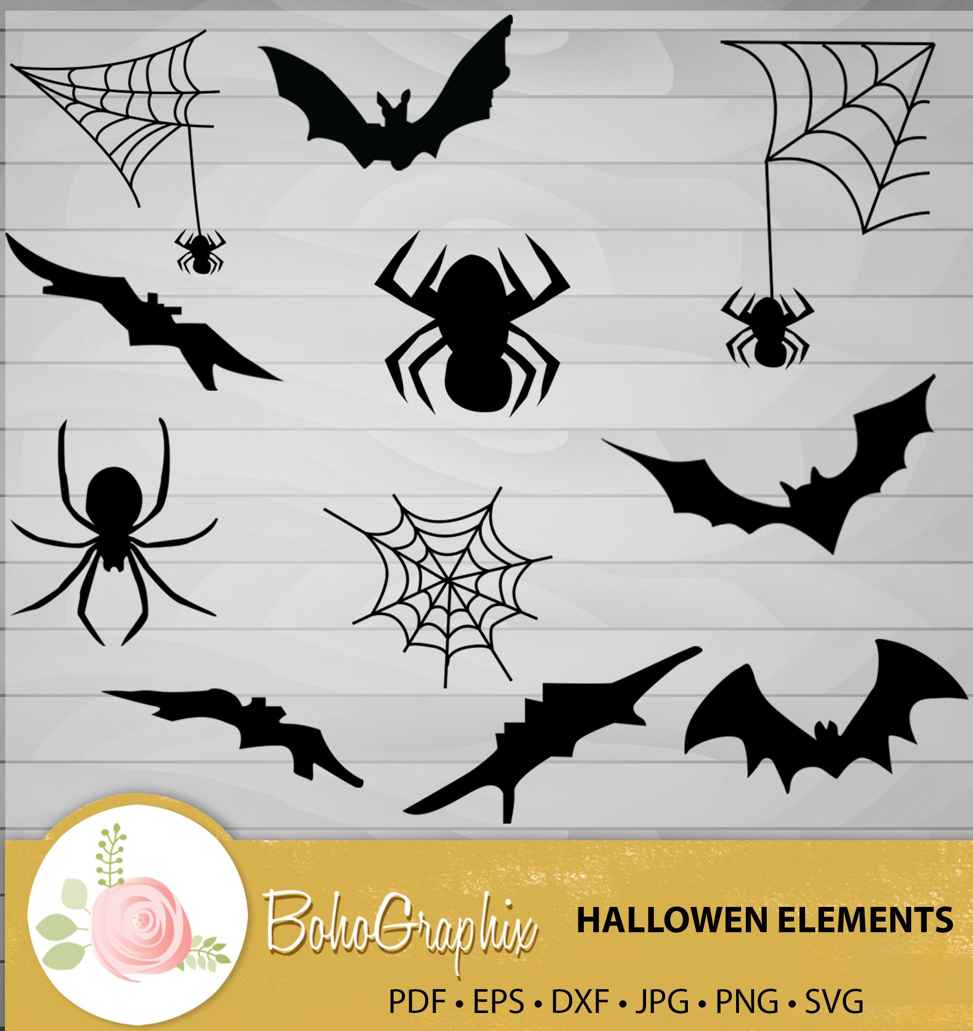 Spooky Halloween Elements Digital Files That Are Ready for Cutting ...