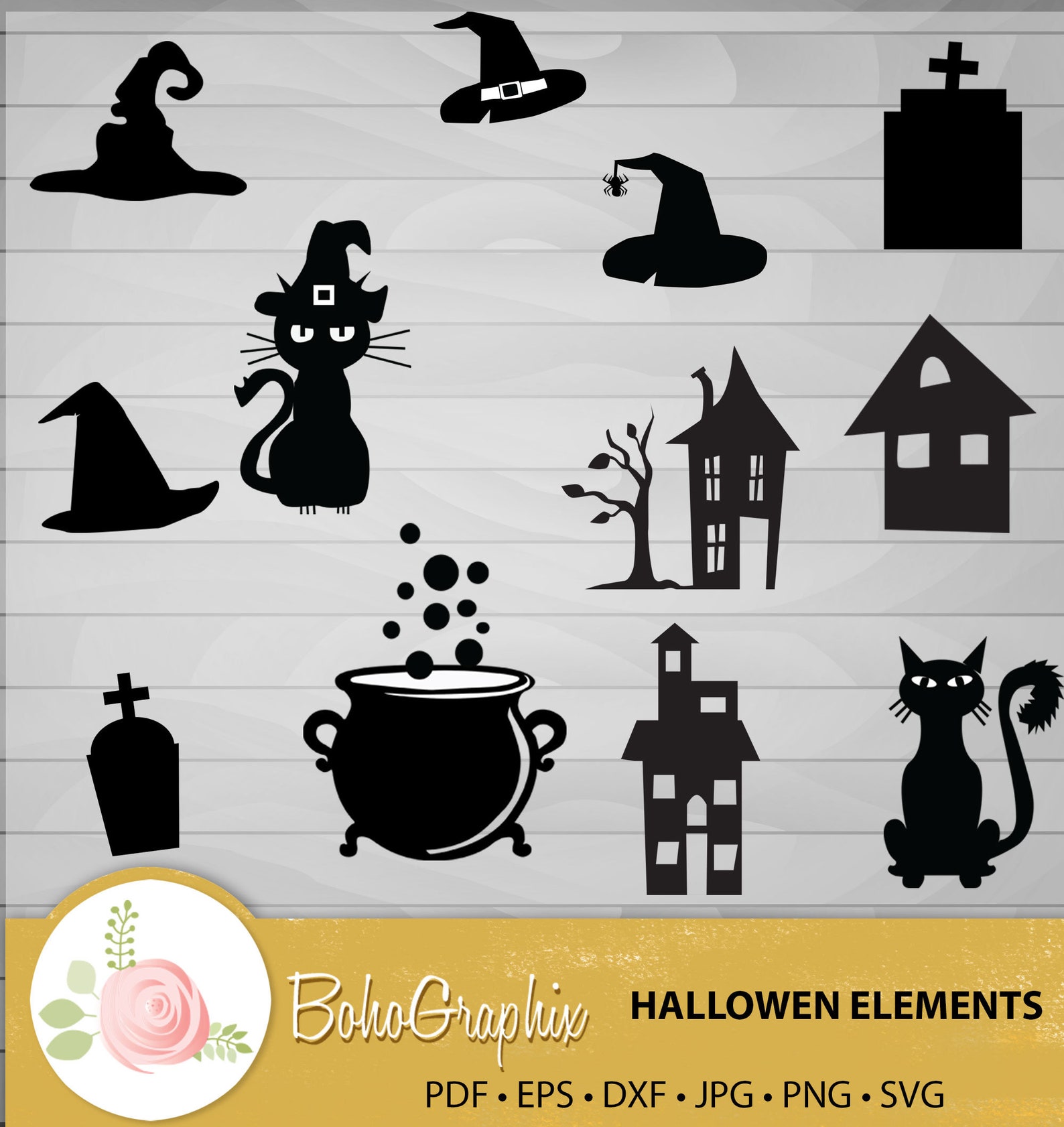Spooky Halloween Elements Digital Files That Are Ready for Cutting ...