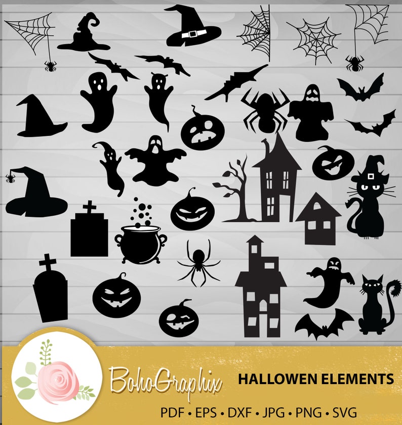 Spooky Halloween Elements Digital Files That Are Ready for Cutting ...