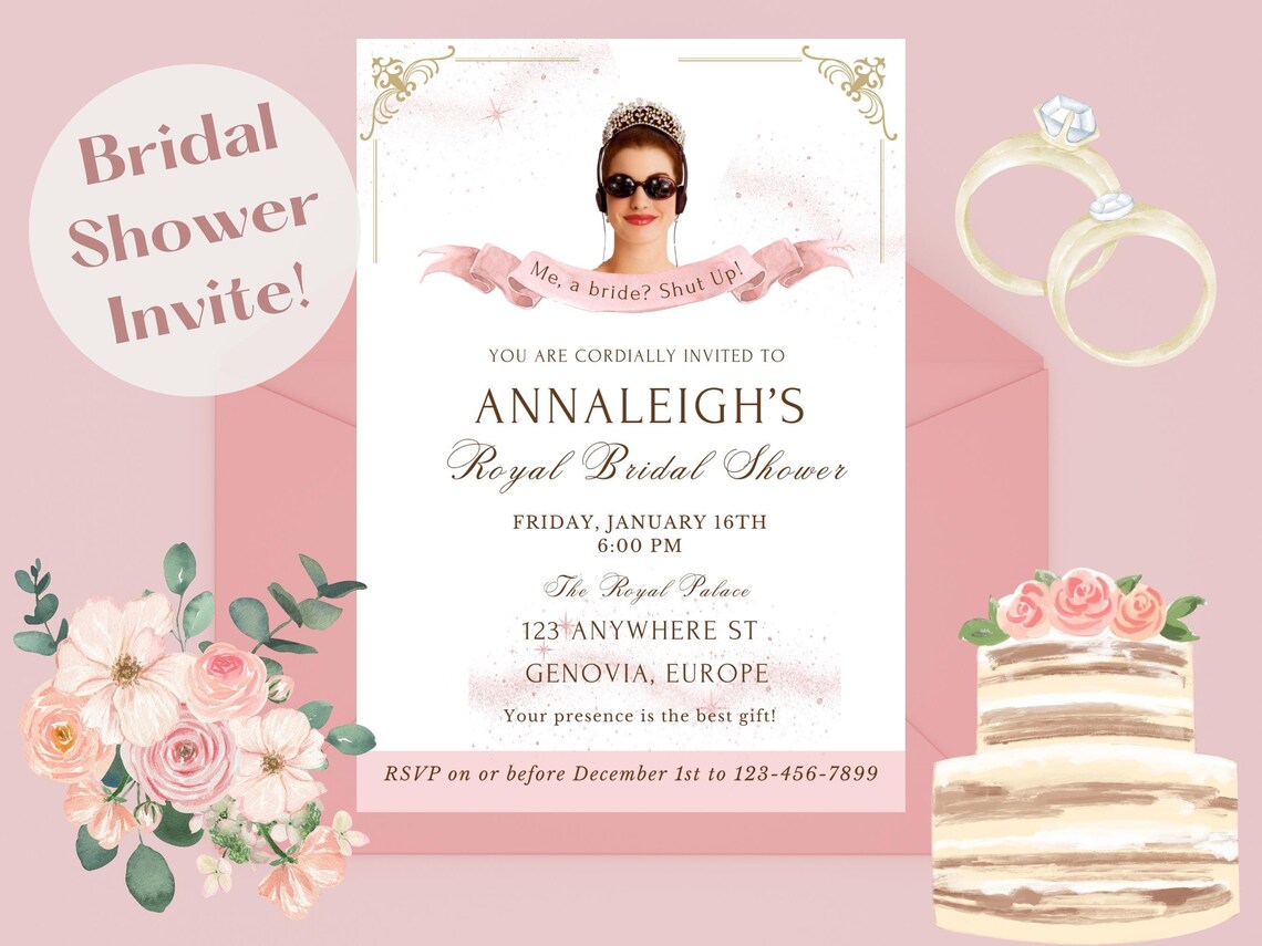Princess Diaries Bridal Shower Invitation | Wedding | Millenial ...