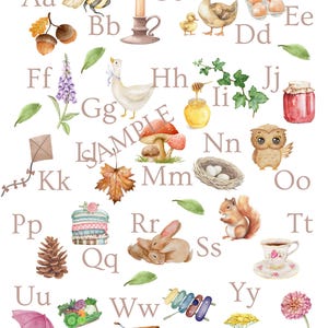 Cottage Core Alphabet Poster DIGITAL PRINT Whimsical Forest Animals ...
