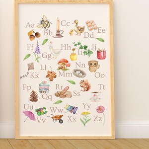 Cottage Core Alphabet Poster DIGITAL PRINT Whimsical Forest Animals ...