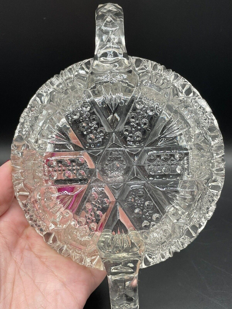 EAPG Imperial Glass Double Handle Diamond and Fans Berry Bowl OMN 1912 ...