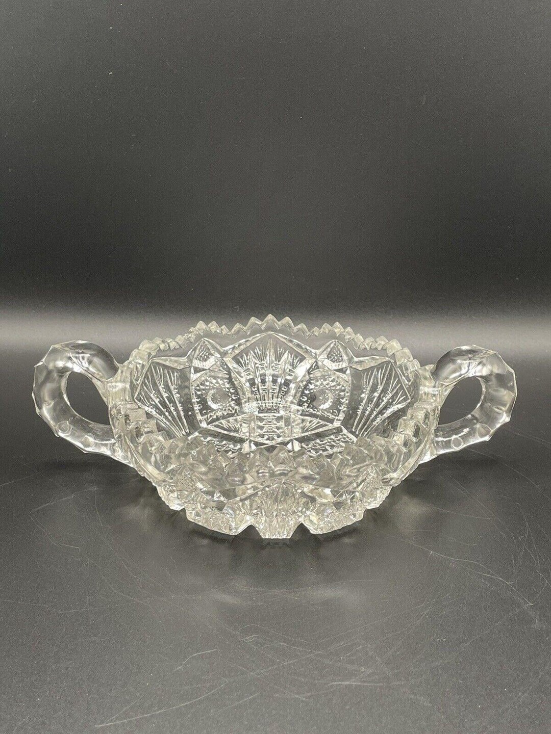 EAPG Imperial Glass Double Handle Diamond and Fans Berry Bowl OMN 1912 ...