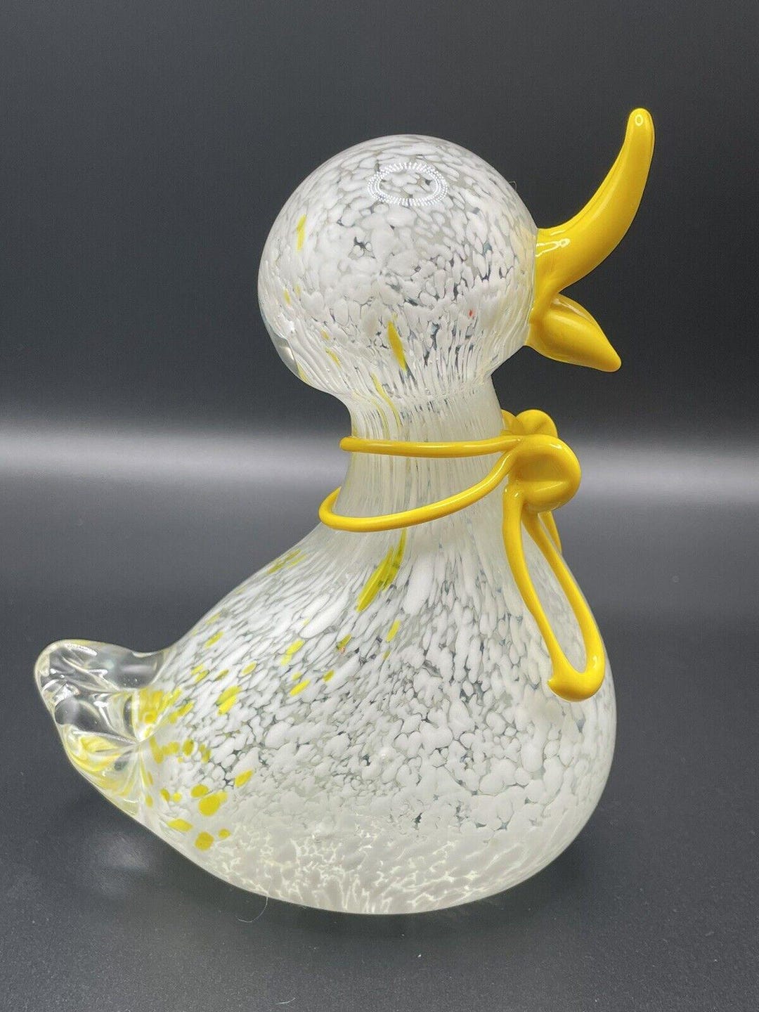 Vintage Art Glass Paperweight Duck Bird Figure White Yellow - Etsy