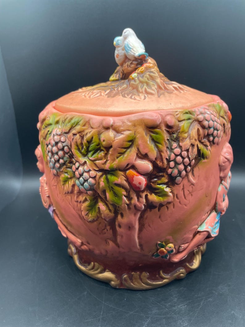 Vintage Napcoware Ceramic Cookie Jar Arcadia C-6672, Boy, Girl, Flute ...