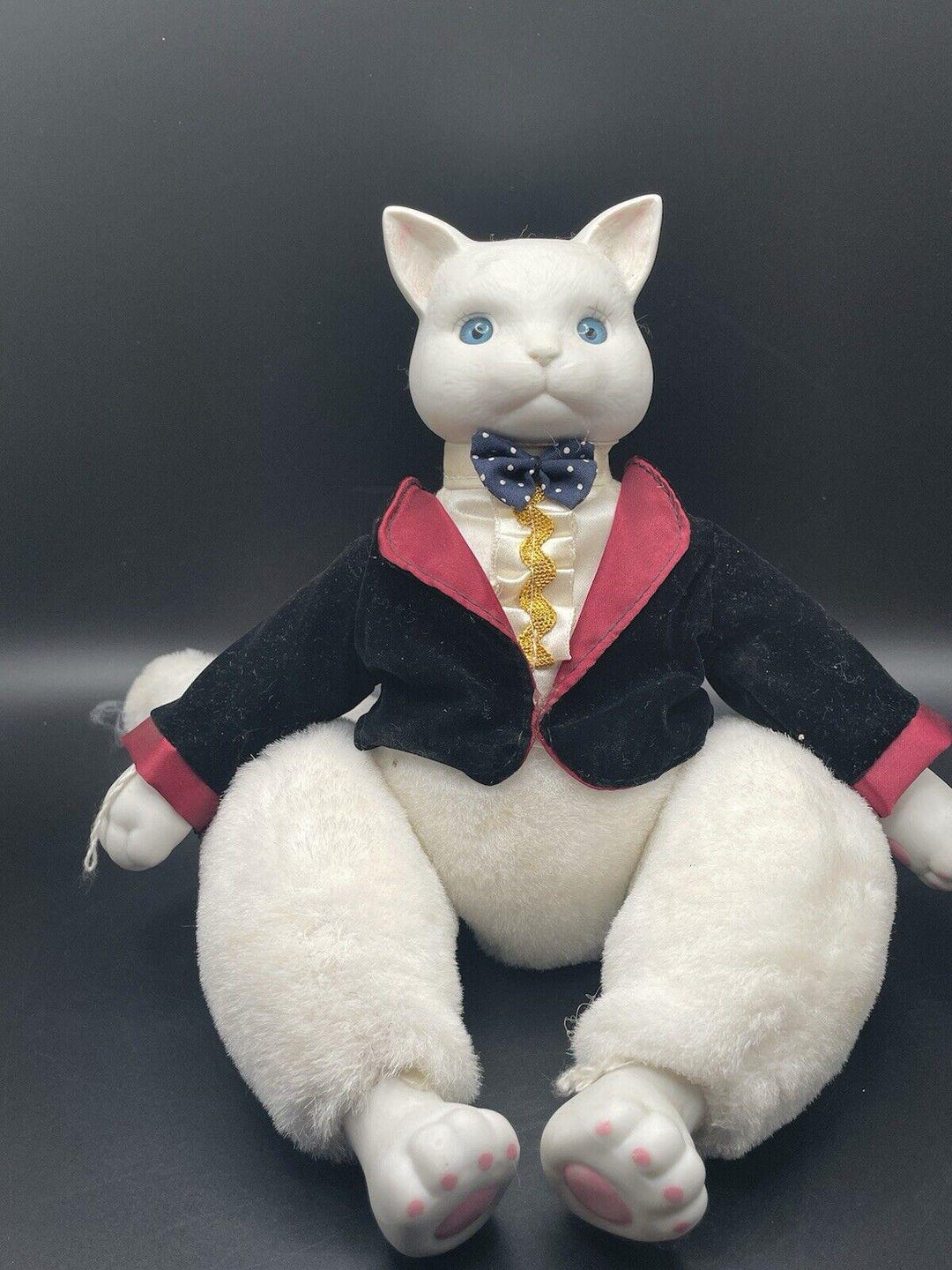 Vintage ANCO Cat Jointed Legs Porcelain and Plush - Etsy