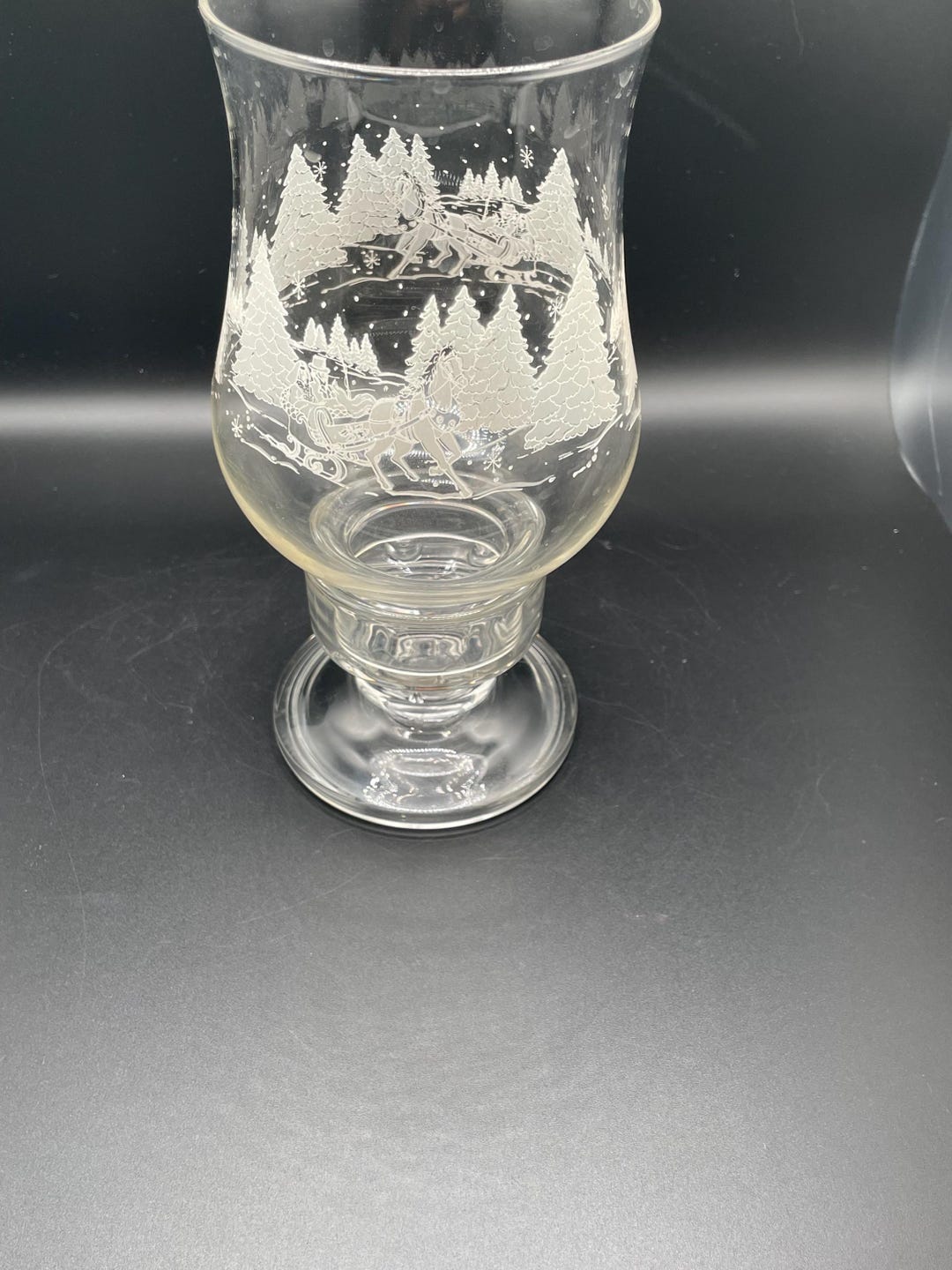 Luminarc Crystal Hurricane Lamp Vintage Christmas Holiday Winter Scene ...