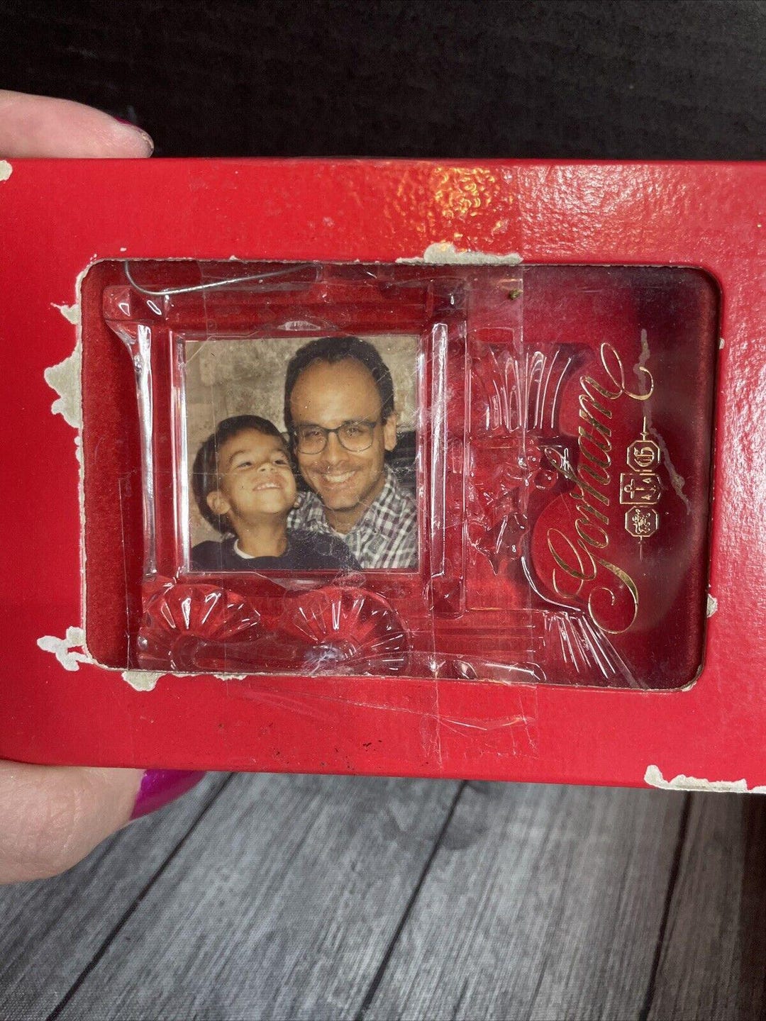 Vintage Gorham Crystal Train Photo Frame Christmas Tree Ornament ...