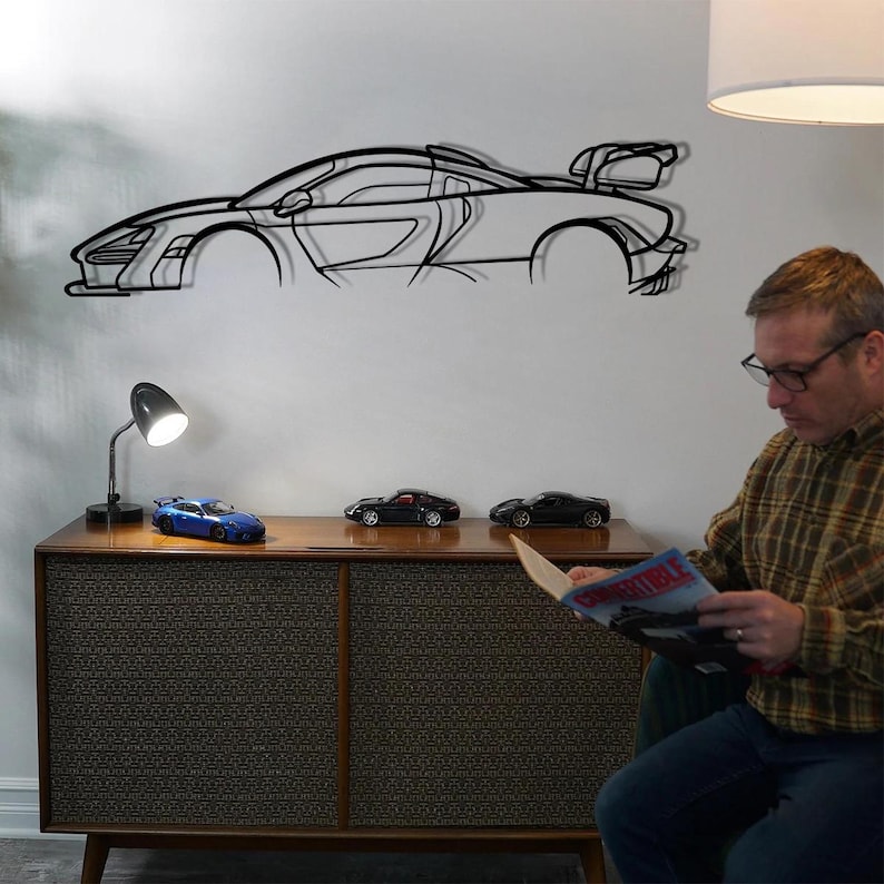 Car Wall Art Metal Silhouette Supercar Decor for Home, Man Cave, Garage ...