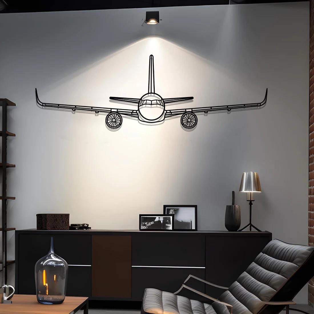 Airplane Metal Wall Art Decor Aircraft A321 Silhouette Artwork for ...