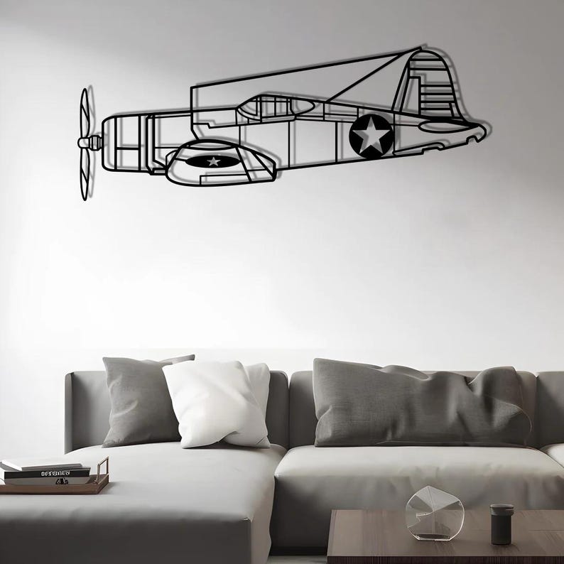 Vintage Airplane F4U Corsair Wall Art Metal Wall Decor for Pilots ...