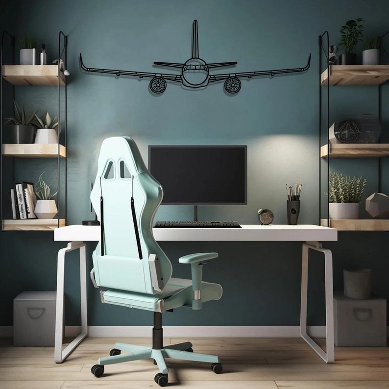 Airplane Metal Wall Art Decor Aircraft A321 Silhouette Artwork for ...