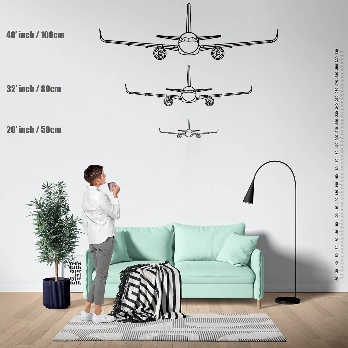 Airplane Metal Wall Art Decor Aircraft A321 Silhouette Artwork for ...