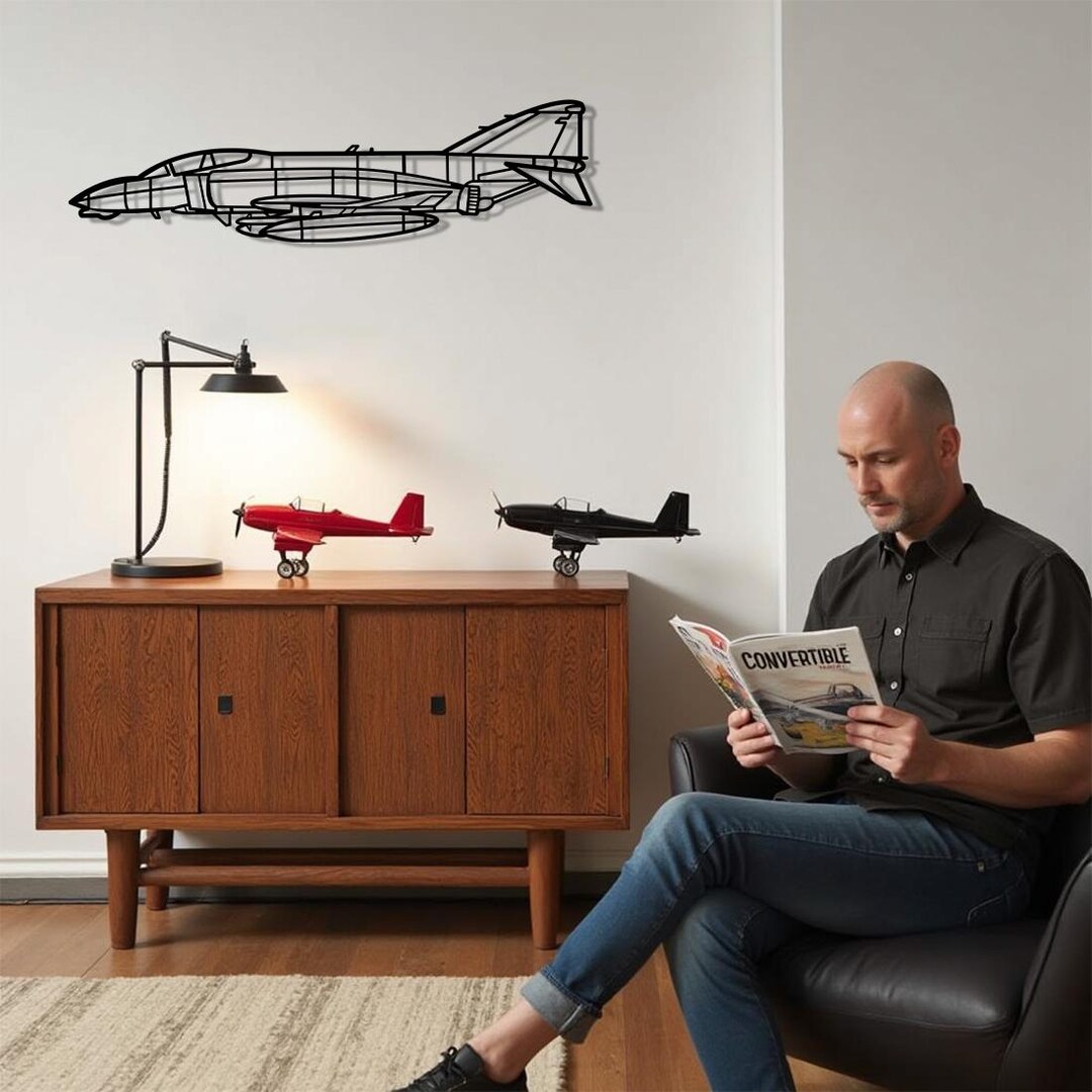 Vintage Aircraft F4 Fighter Jet Wall Art Metal Military Airplane Decor ...