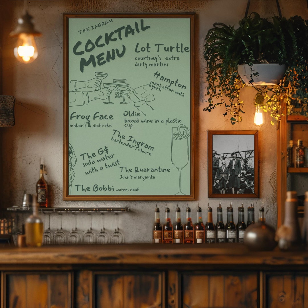 Custom Matte Vertical Bar Sign Poster Hand Drawn Wall Art Print ...