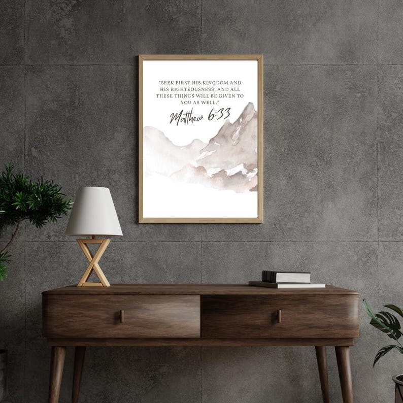 Mathew 6:33 Mountain Print - Etsy