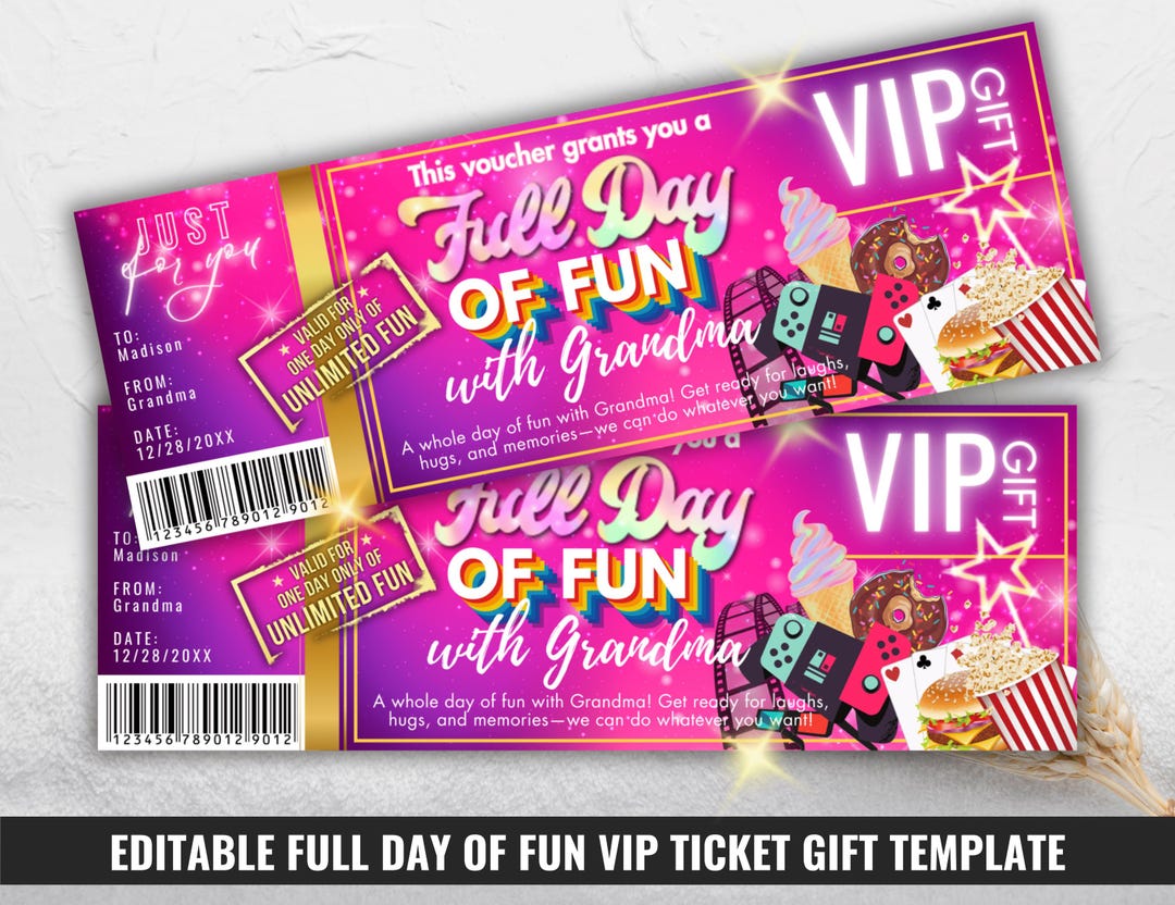 Fun Day Ticket, Full Day of Fun With Grandma VIP Ticket, Yes Day ...