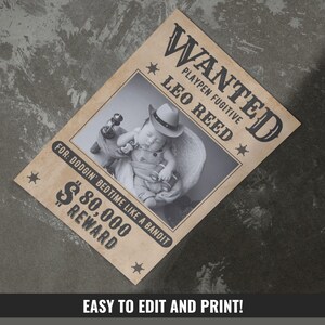 Editable Cowboy Wanted Poster, Printable Wild West Decor, Kids Rodeo ...