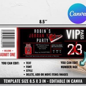 Jordan Year Basketball Game VIP Ticket Invitation, Jordan Birthday ...