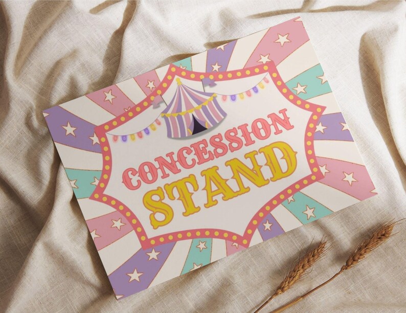 Carnival Concession Stand Sign Printable, Circus Party Concessions Sign ...