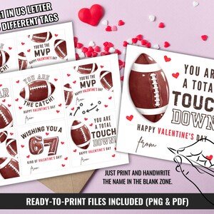 Football Valentine Cards, Printable Kids Valentine’s Day Gift Tags ...