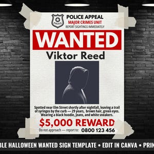 Editable Halloween Wanted Poster, Printable Spooky Party Sign, Scary ...
