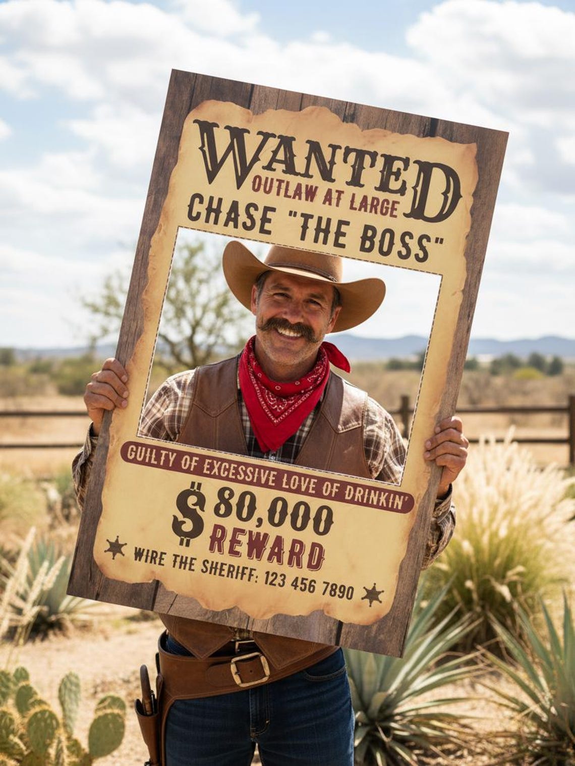 Editable Wanted Poster Photo Booth Frame, Wild West Party Decor, Cowboy ...